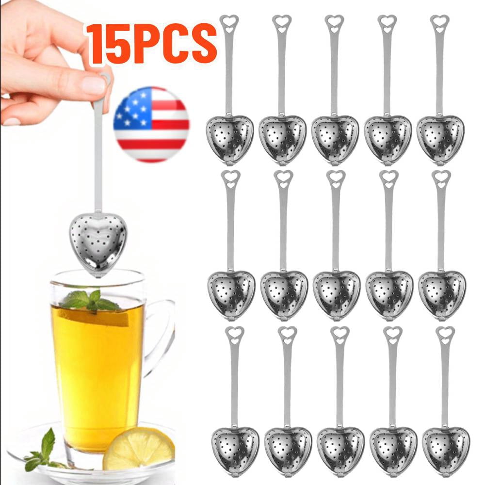 15 Pack Heart Shaped Loose Leaf Tea Infuser, Stainless Steel Tea ...