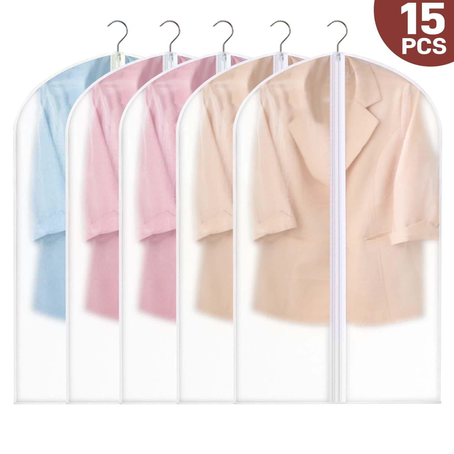 "15 Pack Clear Moth-Proof Garment Bags with Zipper; Suit Protection for ...