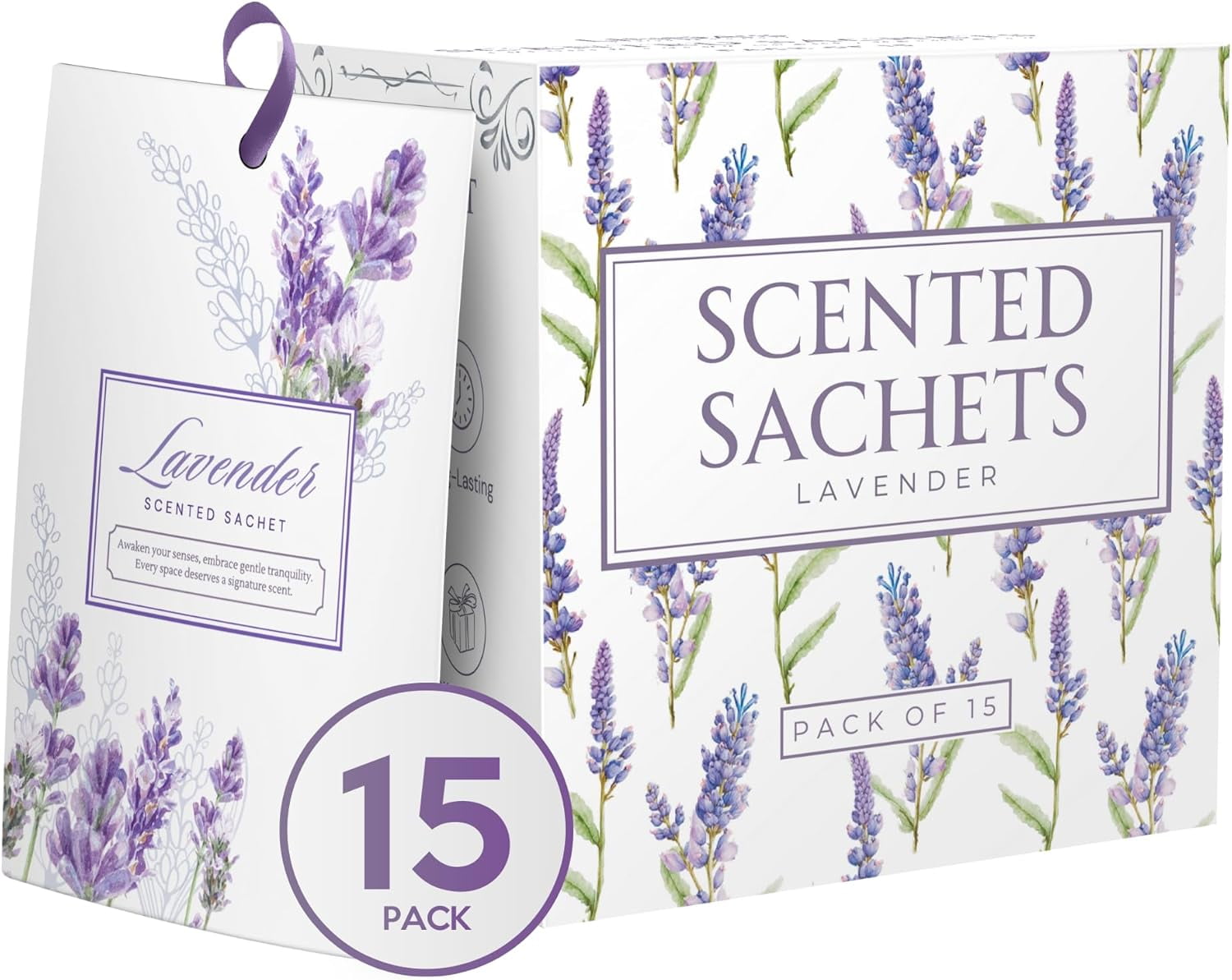 15 Pack Lavender Sachets for Drawers and Closets, Scented Sachets for ...