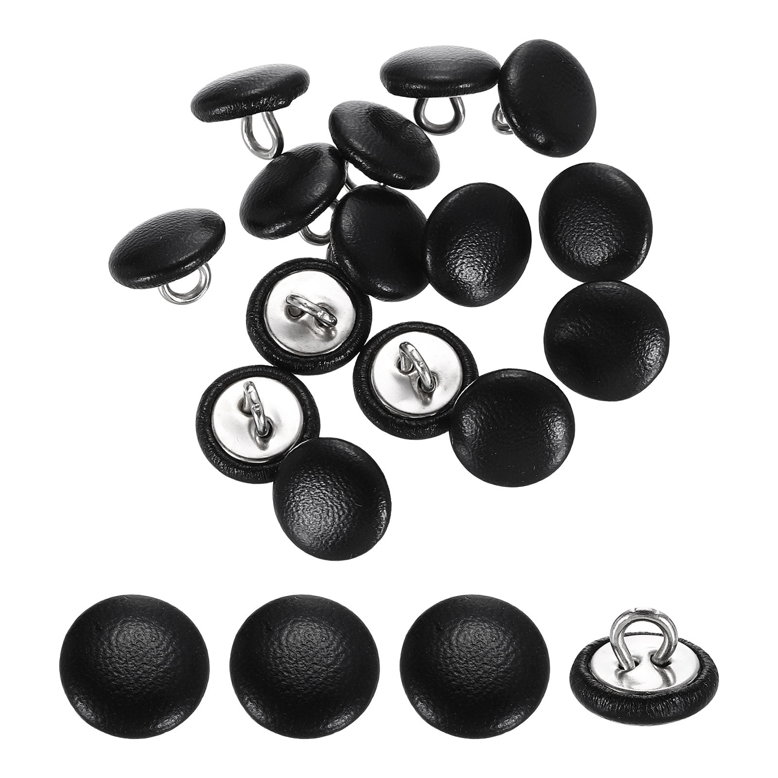 15 Pack Leather Covered Buttons, 11.5mm 18L Round Metal Shank Sewing ...
