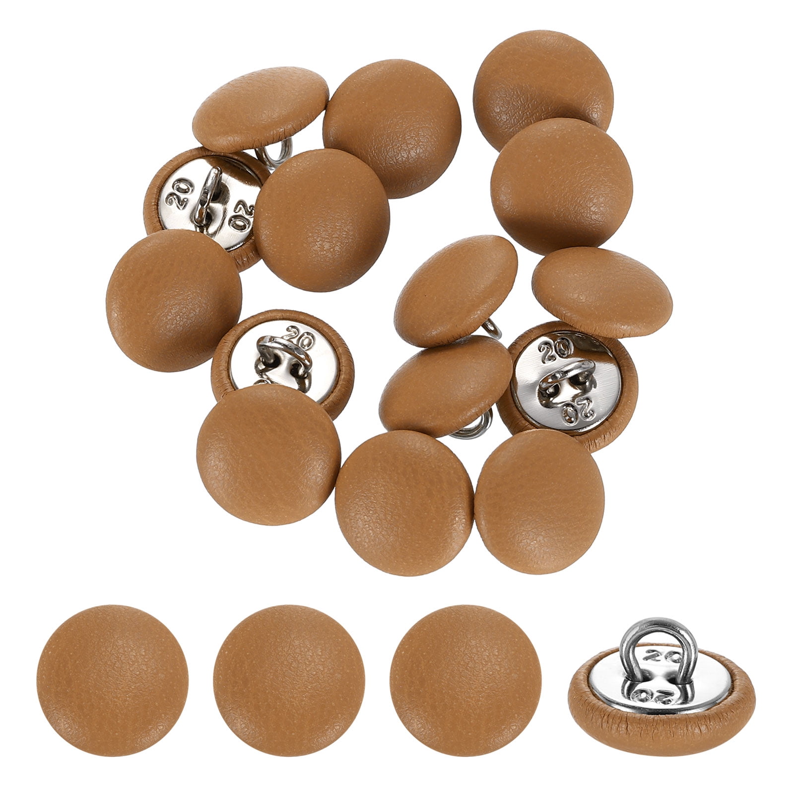 15 Pack Leather Covered Buttons, 12.5mm 20L Round Metal Shank Sewing ...