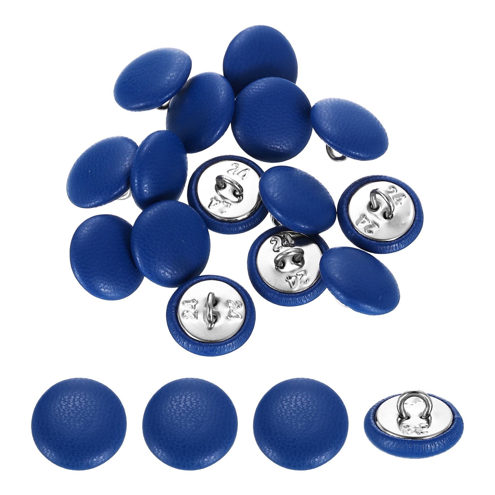 15 Pack Leather Covered Buttons, 15mm 24L Round Metal Shank Sewing ...