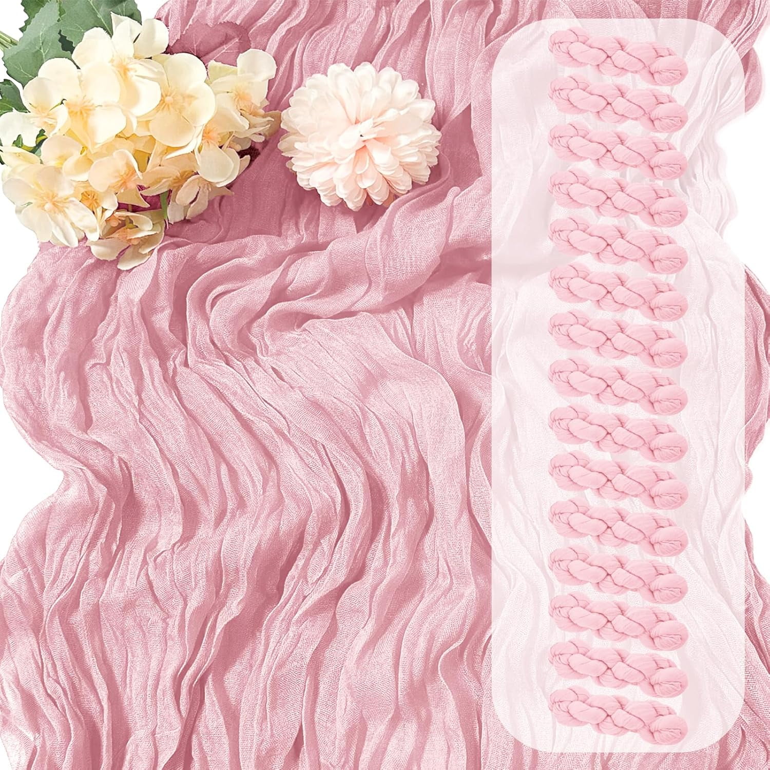 15 Pack Light Pink Cheesecloth Table Runner 17 X 108 Inch Cheese Cloth Table Runners 9ft Pink ...