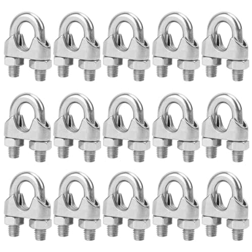 15 Pack M12 Wire Rope Clamp, 1/2 Inch Wire Rope Clamp Clip, Premium 304 ...