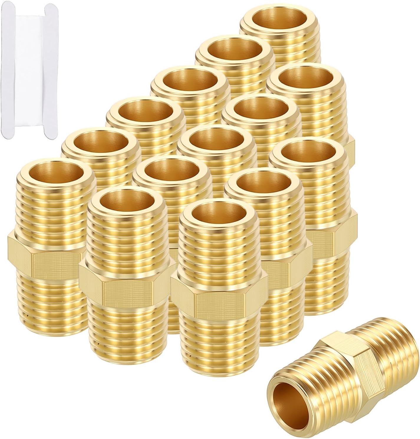 15 Pack Male to Adapter, 1/4" MNPT x Hex Nipple Pipe Extension Fitting ...