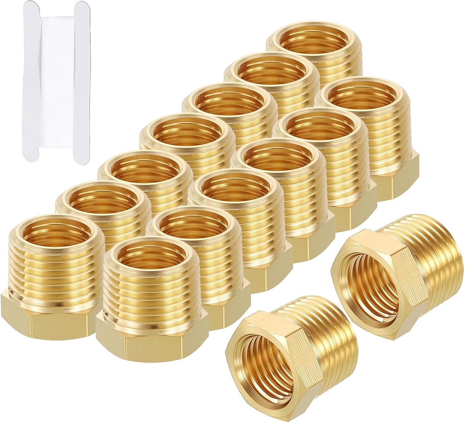 15 Pack Male to FeMale Adapters, 3/8" NPT x 1/4" Brass Hex Bushing ...