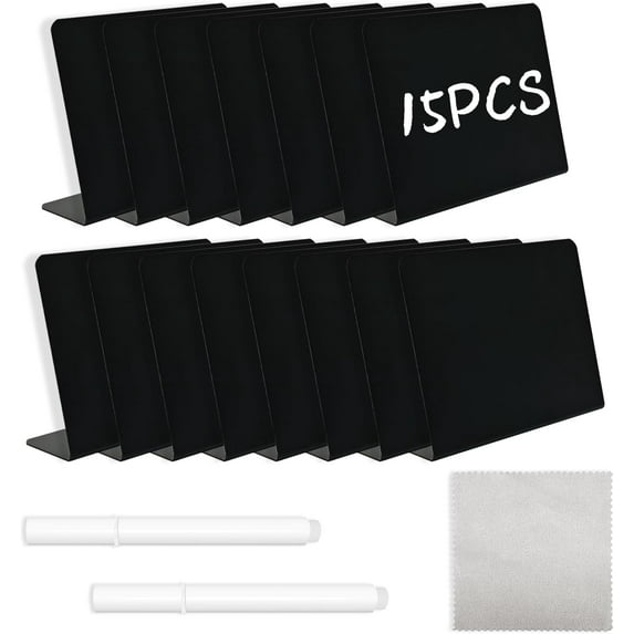 15 Pack Mini Chalkboard Signs 4"x3" - Shatterproof Small Food Labels ...