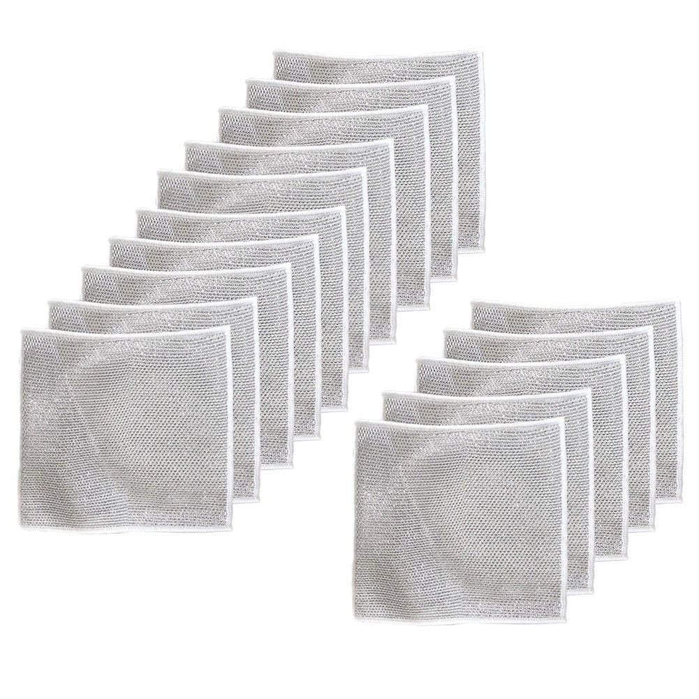 15 Pack Multifunctional Non-Scratch Wire Dishcloth, Silver Wire Mesh ...