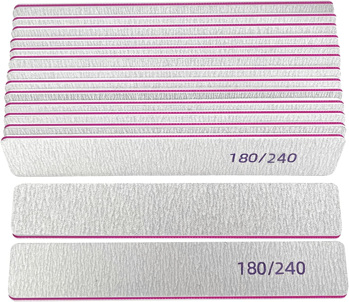 15 Pack Nail File Set,Square Nail File 180/240 Grit Double Sided Emery ...