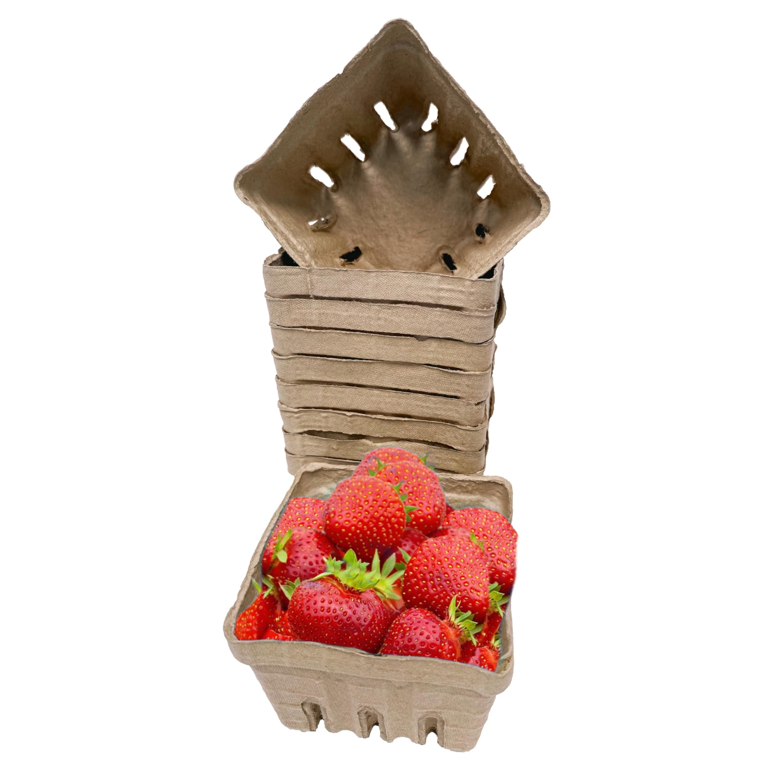 15 Pack Natural Berry Basket 1 Pint, Pulp Fiber Vented Produce ...