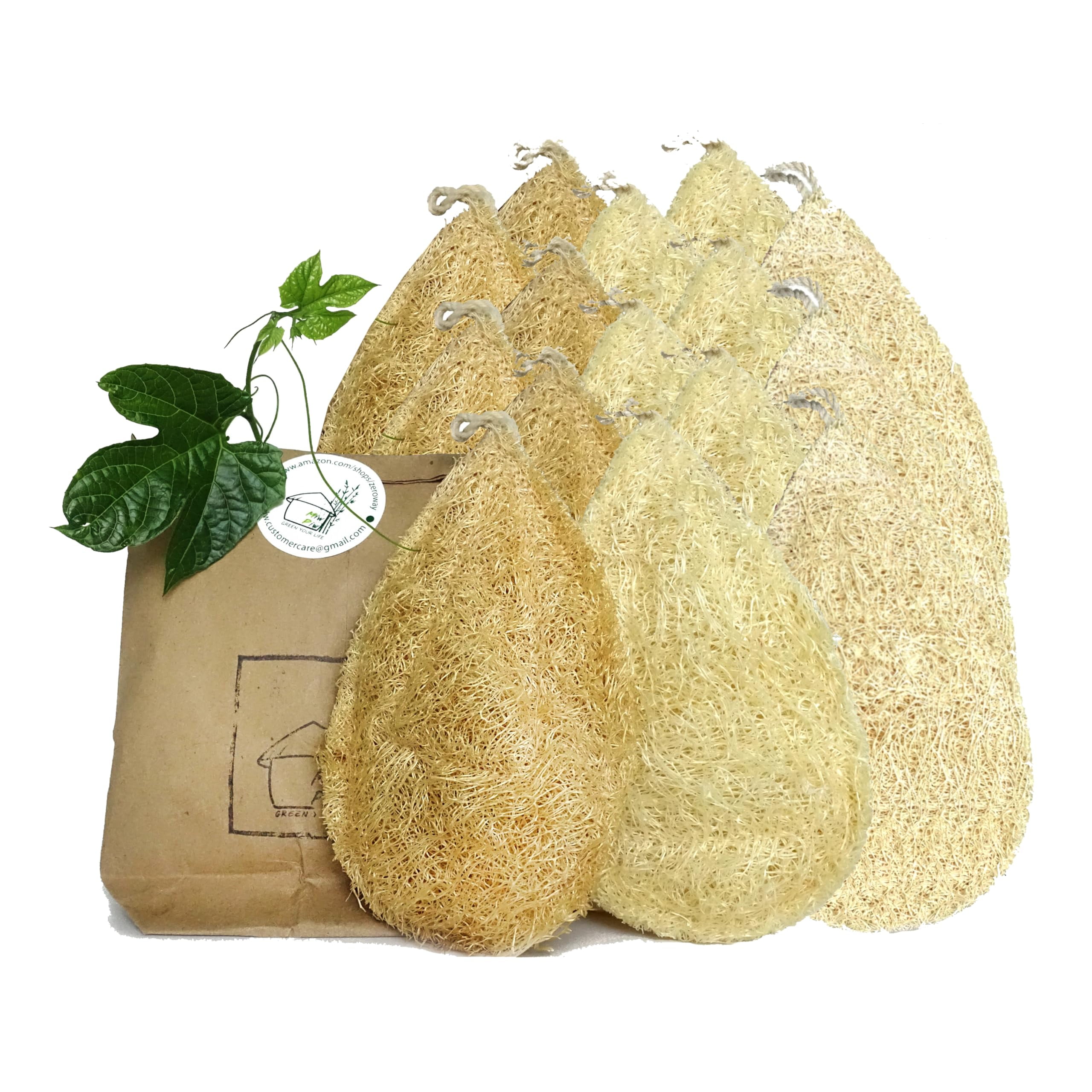 15-Pack Natural Loofah Sponges for Dishes, Plant-Based Kitchen Scrubber ...