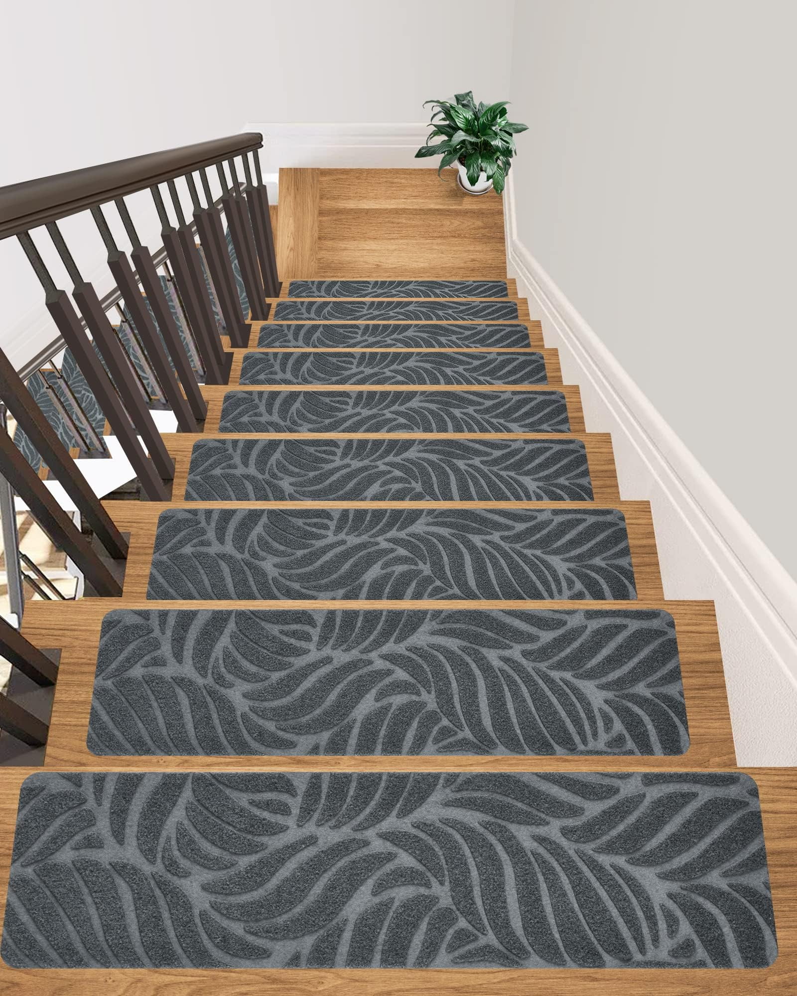 15-Pack Non-Slip Stair Treads, 30"x8" Self-Adhesive Stair Rugs – Soft ...