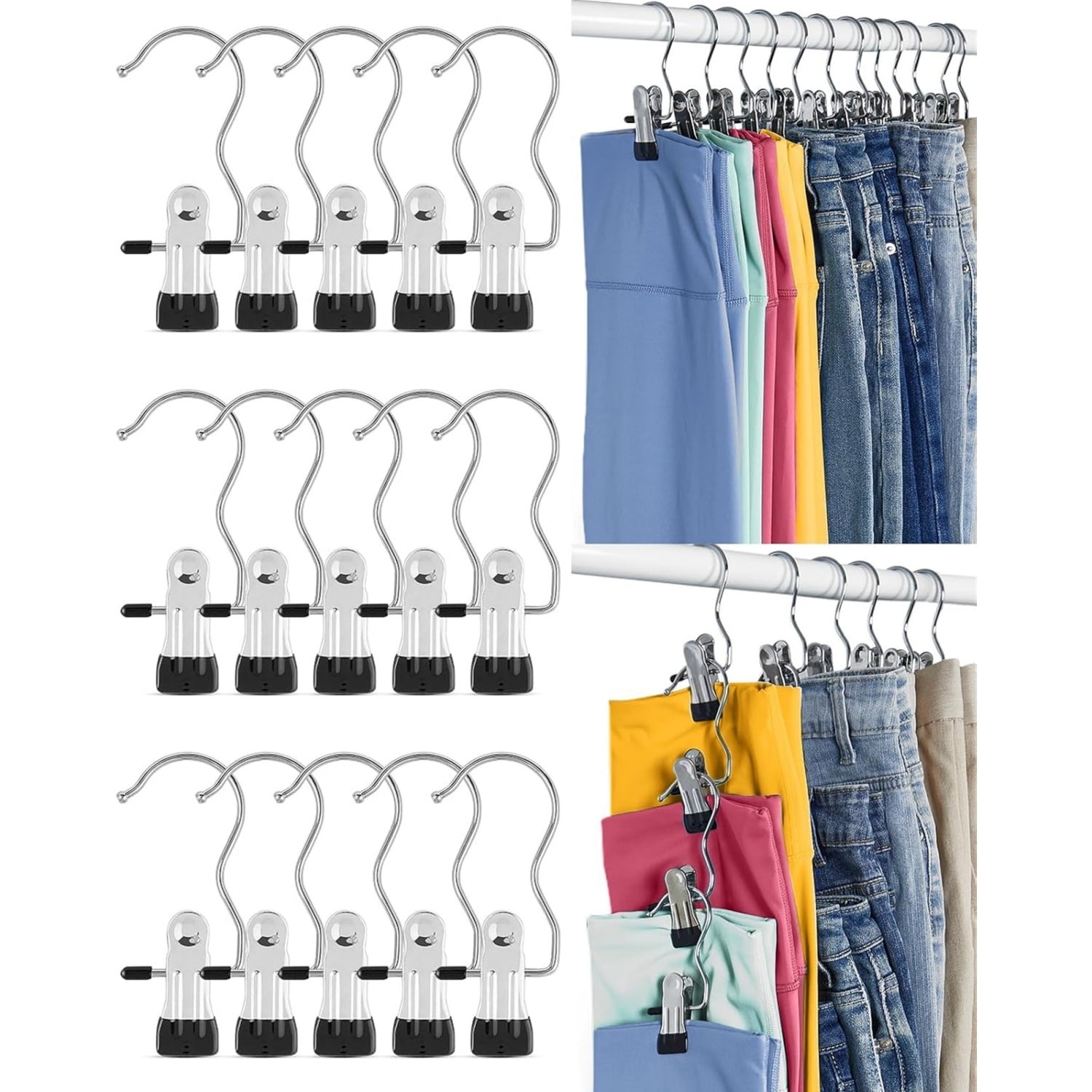Boot Hangers Clip for Closet,15 Pack Anti-Slip Laundry Hooks with Clips ...