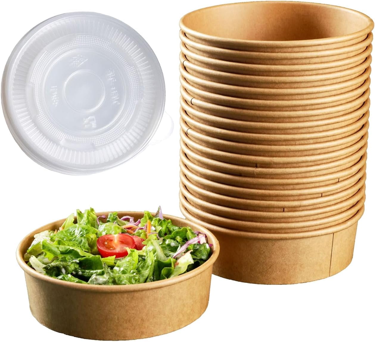 15 Pack Paper Bowls with Lids, Takeaway Kraft Brown Container, Party ...