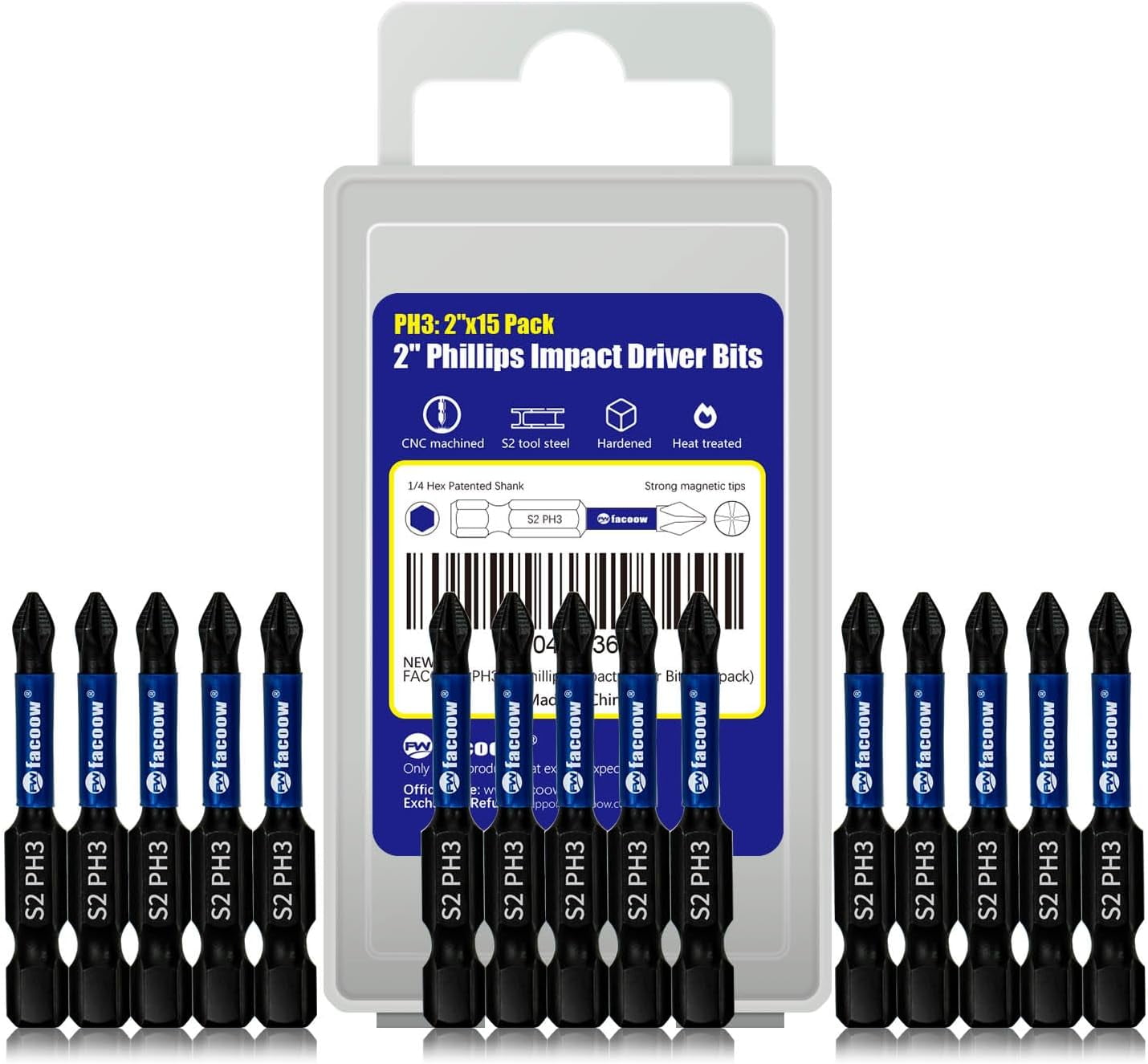 15 Pack Phillips Impact Driver Bits, #3 Phillips Head Magnetic ...