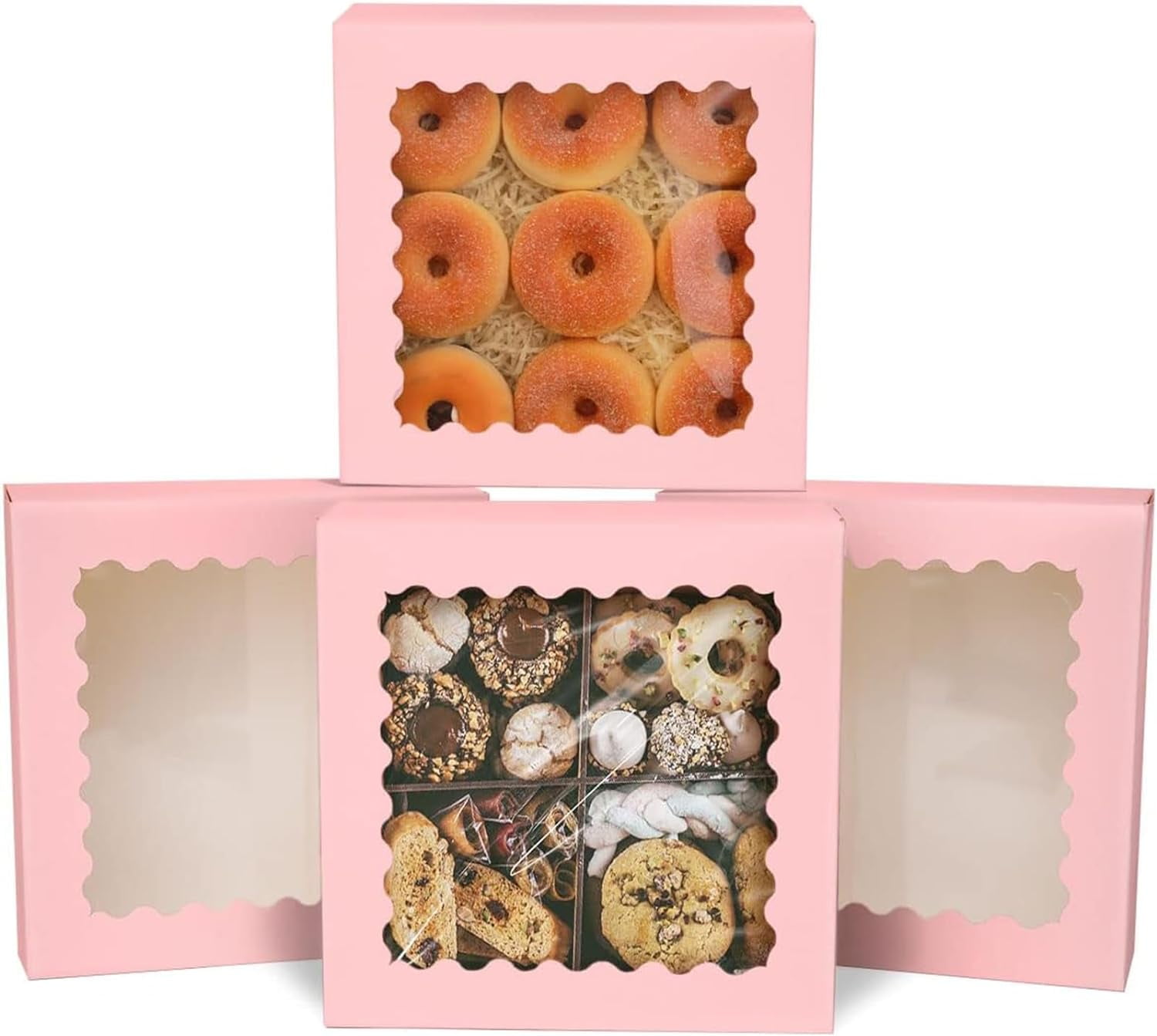 15-Pack Pink Bakery Boxes with Windows: Ideal for Weddings, Birthdays ...