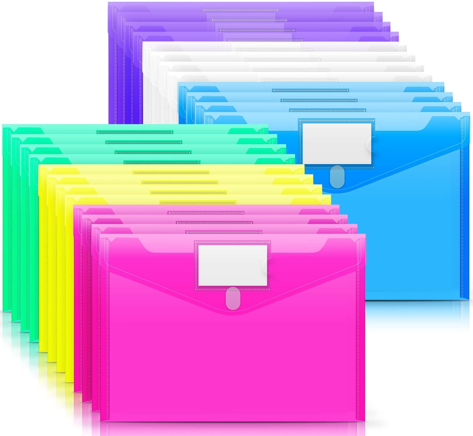 15 Pack Plastic Envelopes Poly Envelopes, Clear Document Folders File ...
