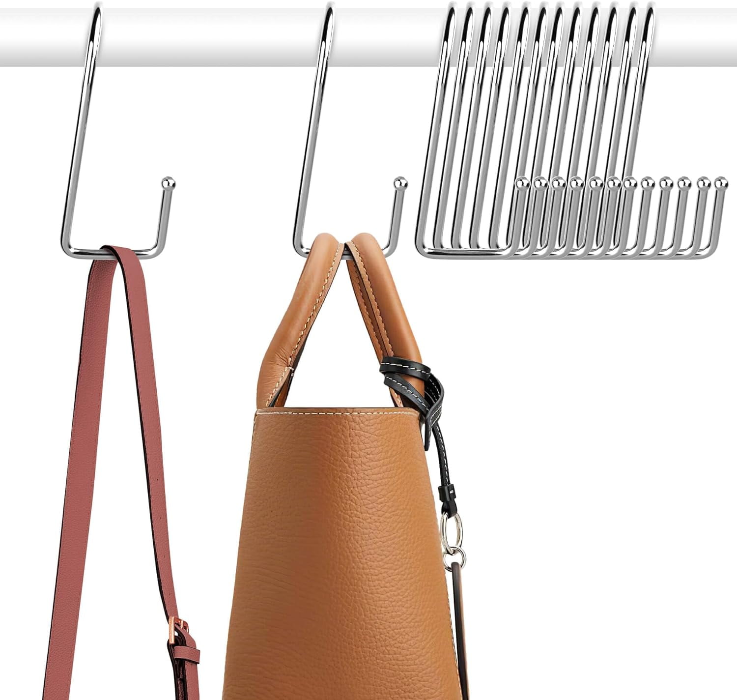 15 Pack Purse Hanger Purse Hooks for Closet, Sturdy Metal S Hooks Bag ...