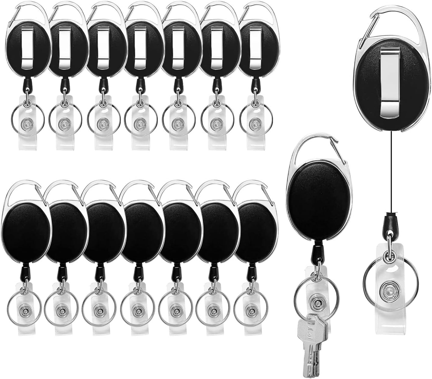 15 Pack Retractable Badge Holder with Carabiner Reel Clip, Retractable ...