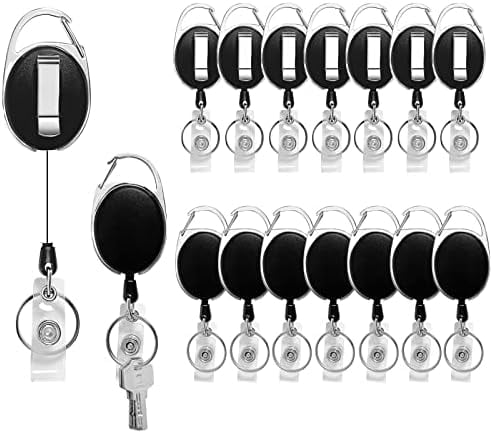 15 Pack Retractable Badge Holder with Carabiner Reel Clip, Retractable ...
