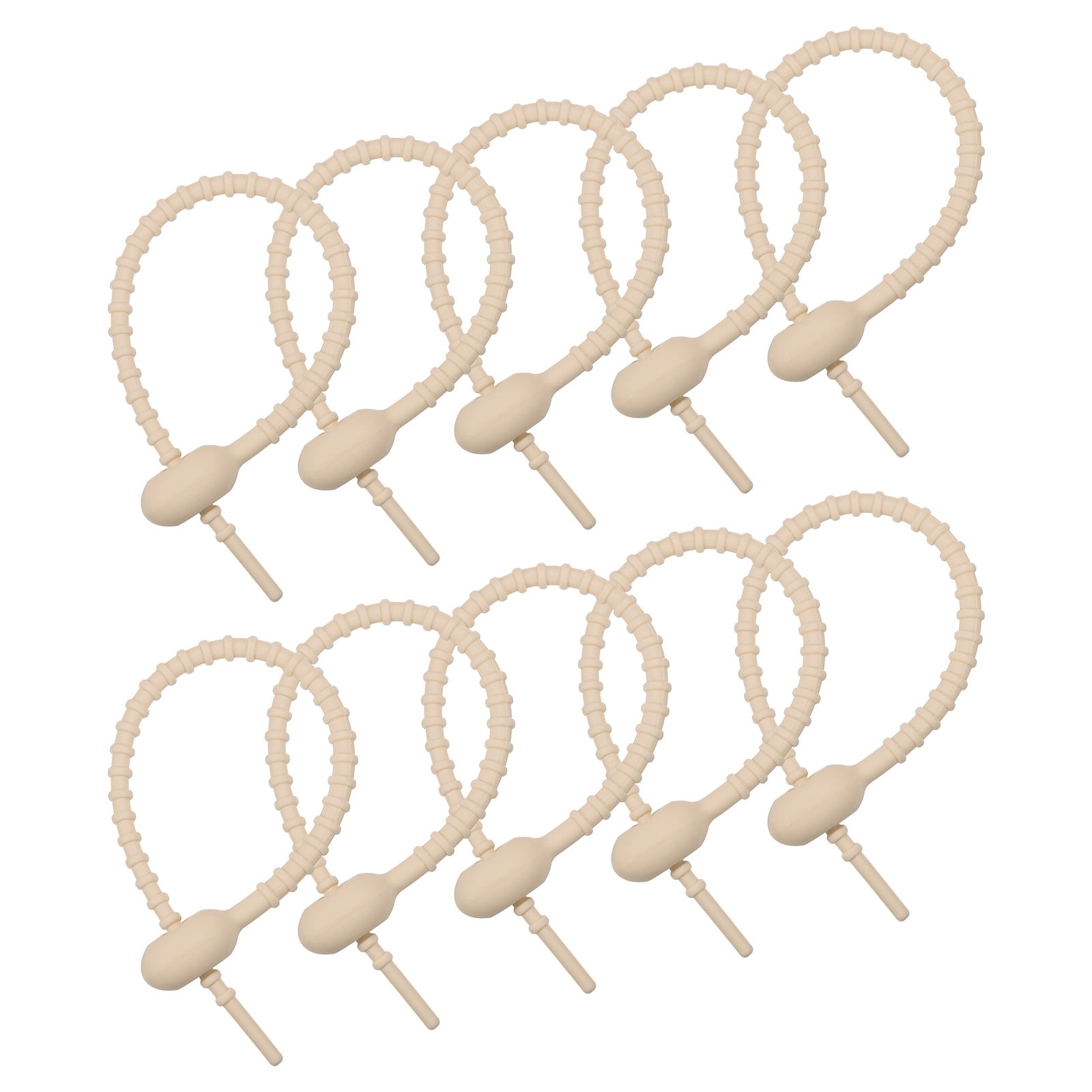 15 Pack Reusable Silicone Ties, 8.5 Inch Cable Ties, Bread Ties Beige ...