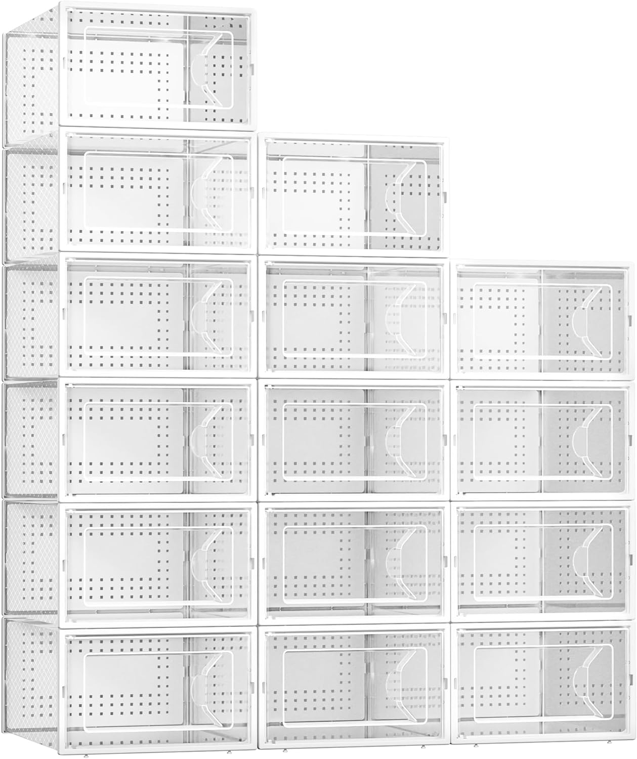 15 Pack Shoe Storage Boxes, Large Clear Plastic Stackable Shoe ...