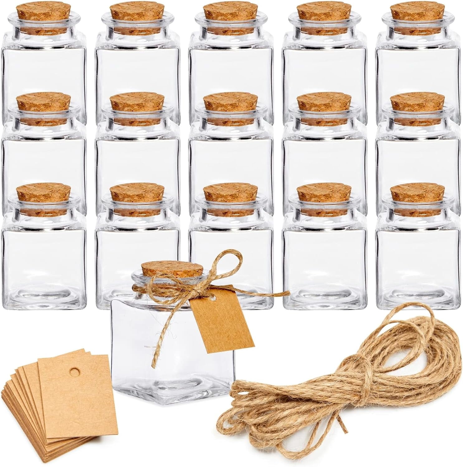 15 Pack Small Glass Bottles with Cork Stoppers - Mini Jars with Cork ...