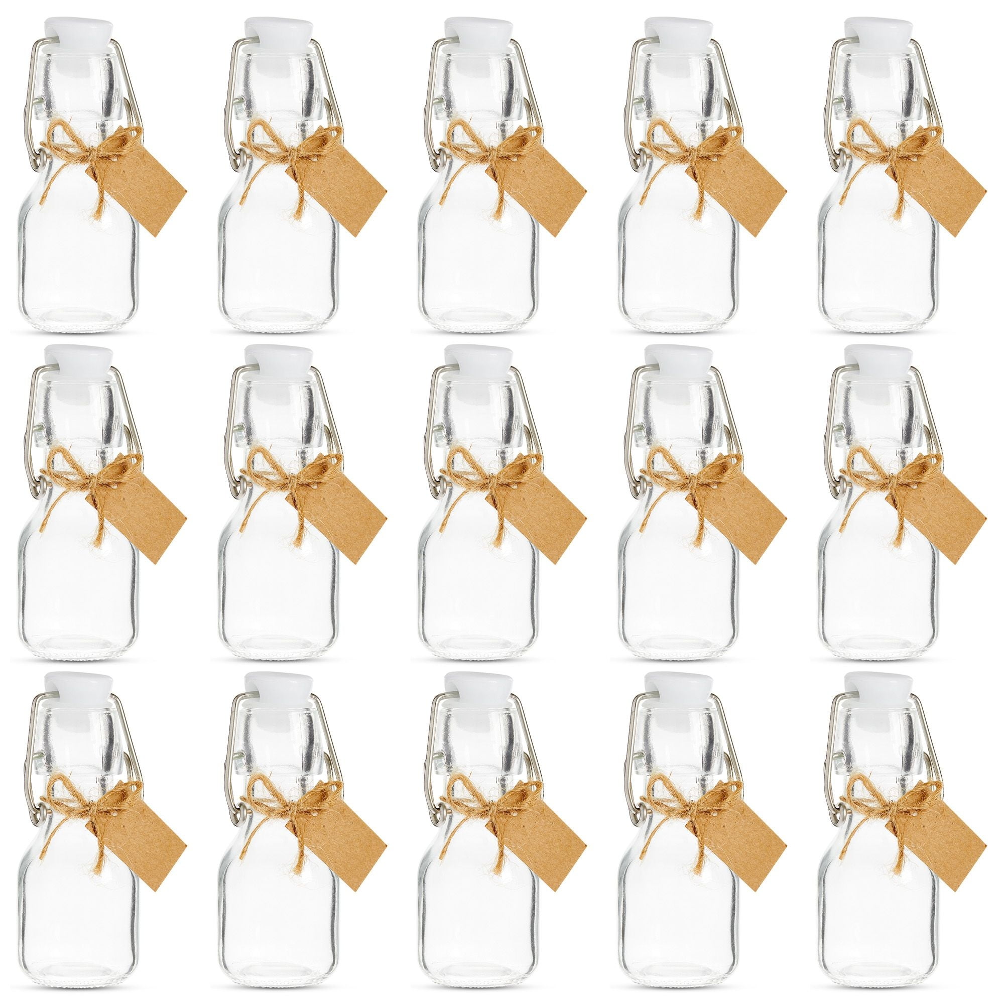 15 Pack Mini Craft Swing Top Glass Bottles, 2 oz/60 ml for Wedding ...