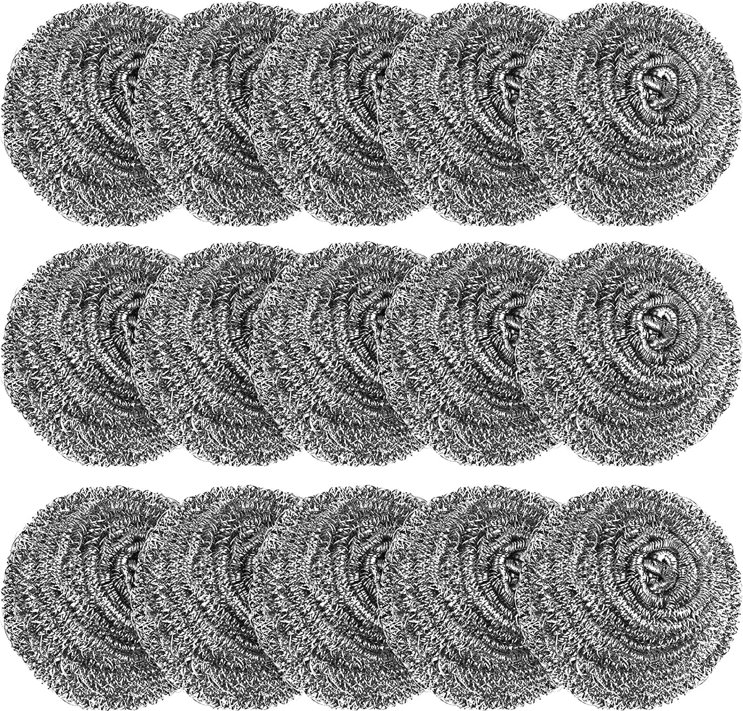 15 Pack Steel Wool Scrubber, Metal Kitchen Scrubbing Sponges ...