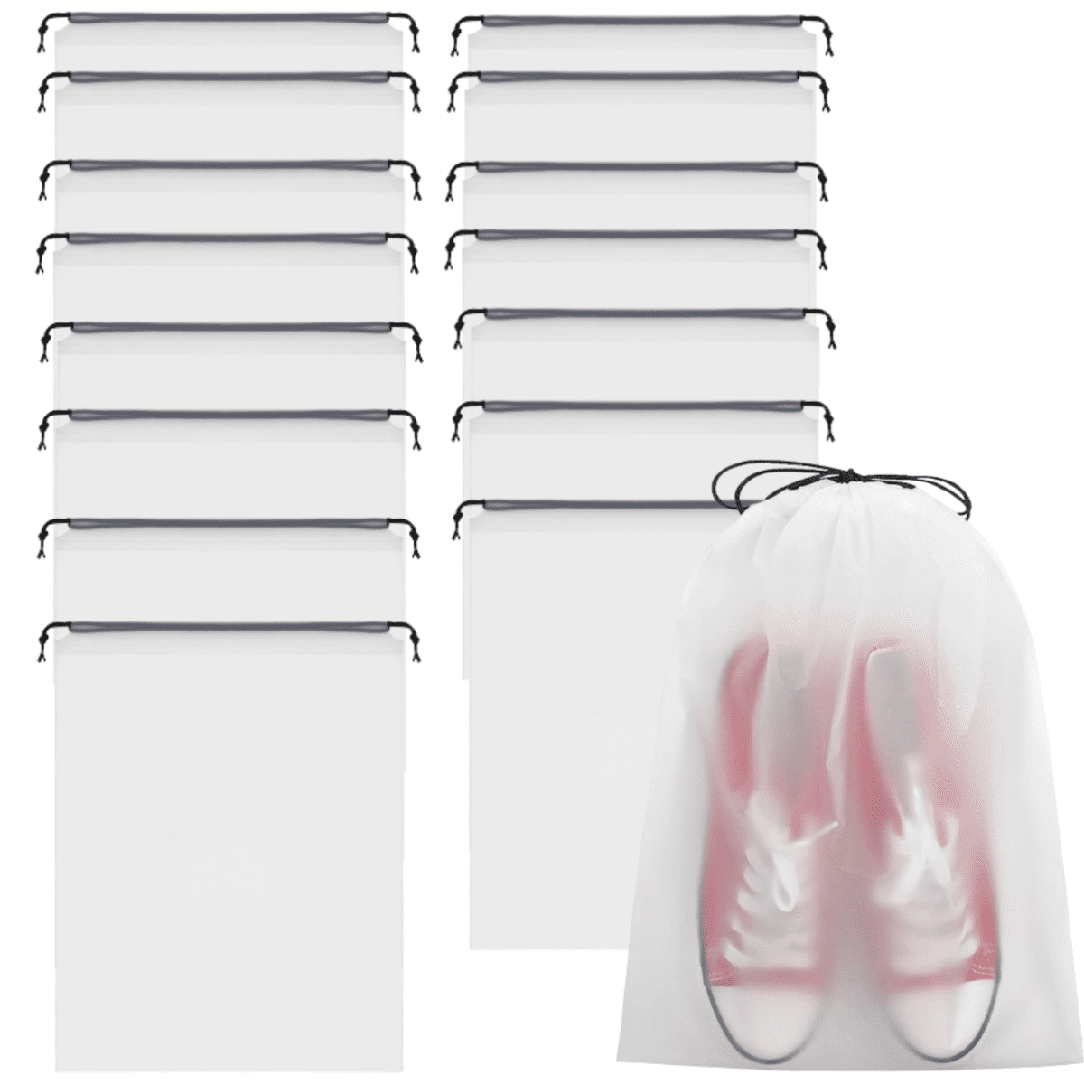 15 Pack Transparent Shoe Bags for Travel Trianu Large Translucent Shoes Storage Organizers Pouch ...