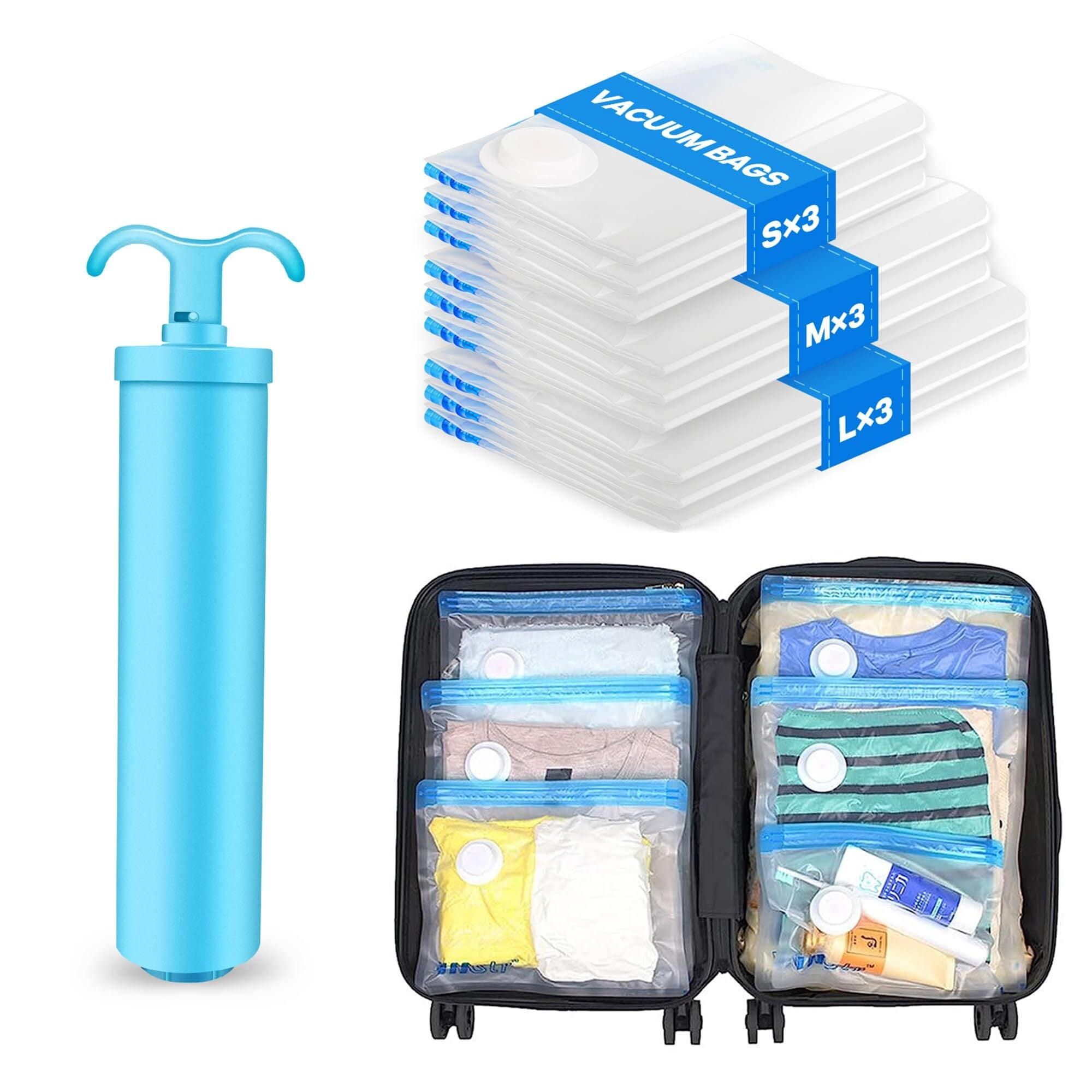 15 Pack Travel Vacuum Storage Bags with USB Pump, Vacuum Packing Seal ...