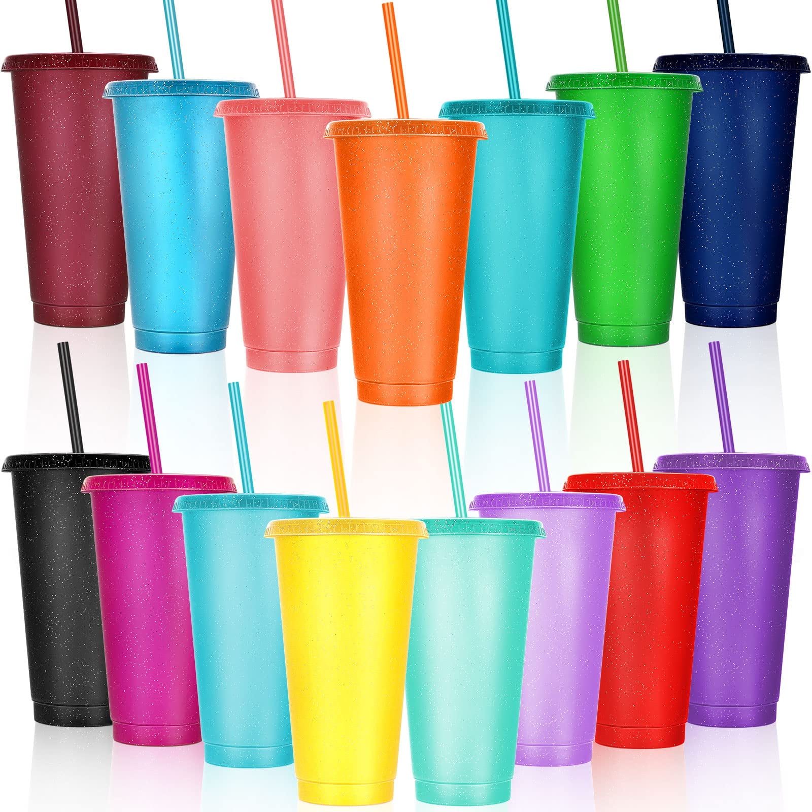 15 Pack Tumbler with Straw and Lid Bulk Water Bottle Iced Coffee Travel ...