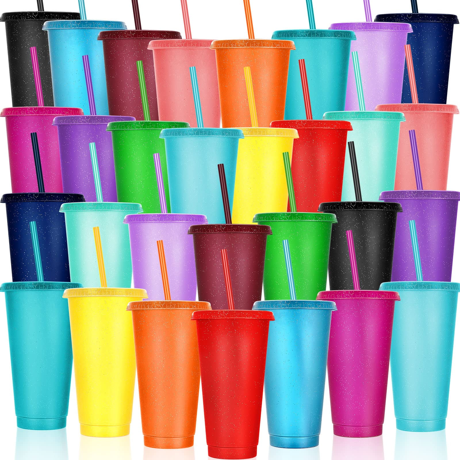 15 Pack Tumbler with Straw and Lid Bulk Water Bottle Iced Coffee Travel ...
