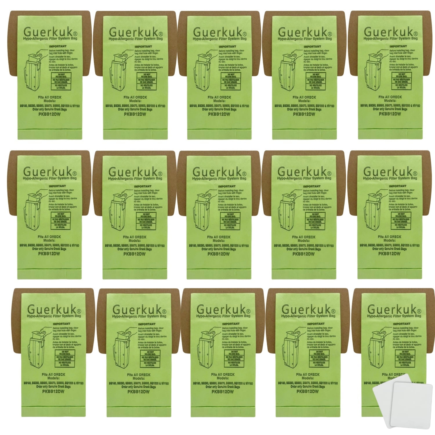 15 Pack Type BB Compact Canister Bags Replacement for Oreck XL Buster B ...
