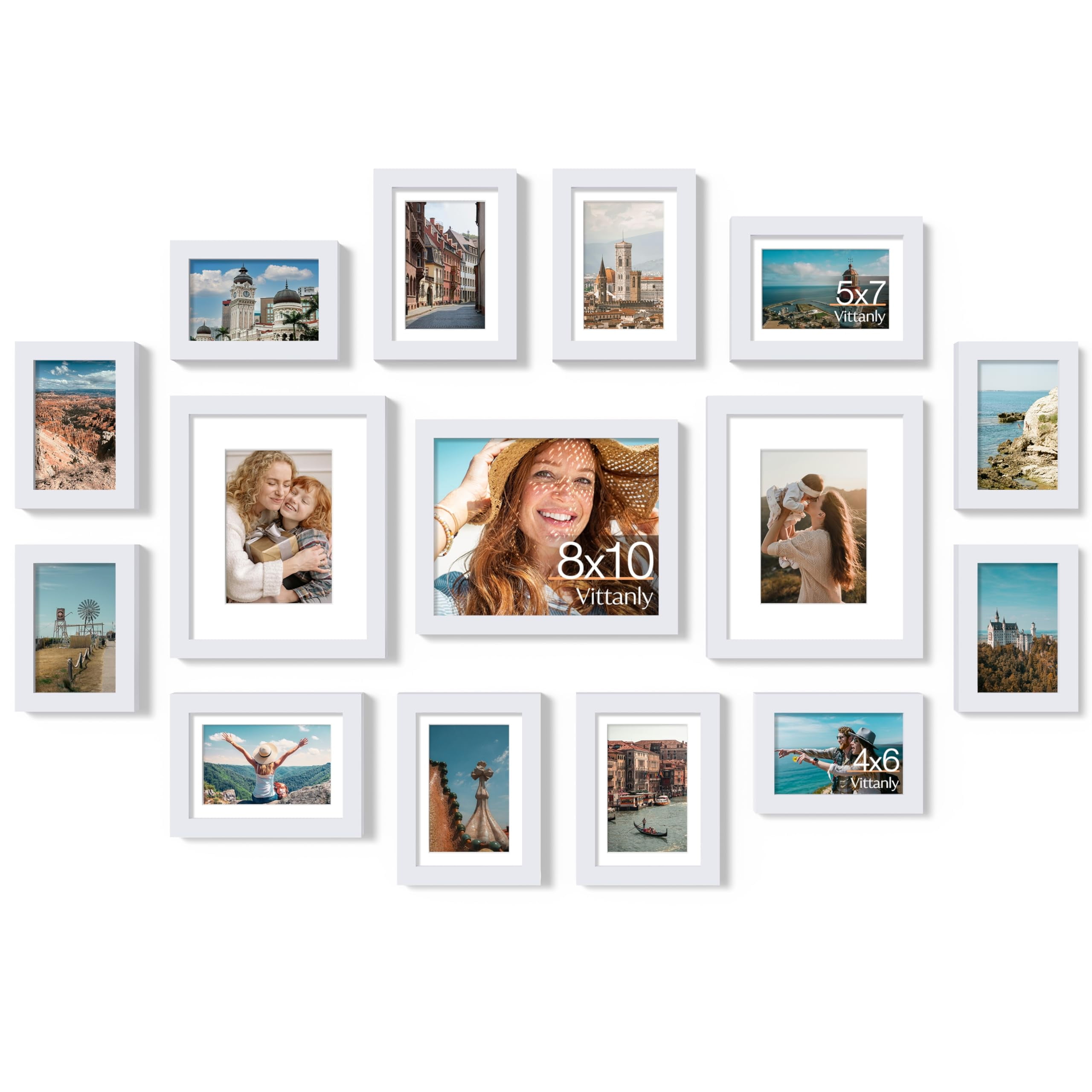 15 Pack Wall Photo Frames Collage Set for Tabletop or Hanging Display ...