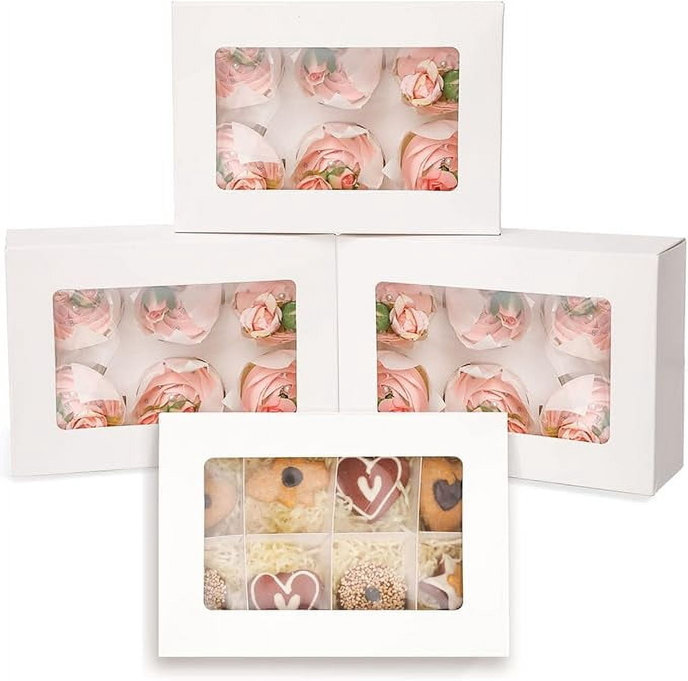 15-Pack White Six Holder Cupcake Boxes with Windows - Auto-Pop Up ...
