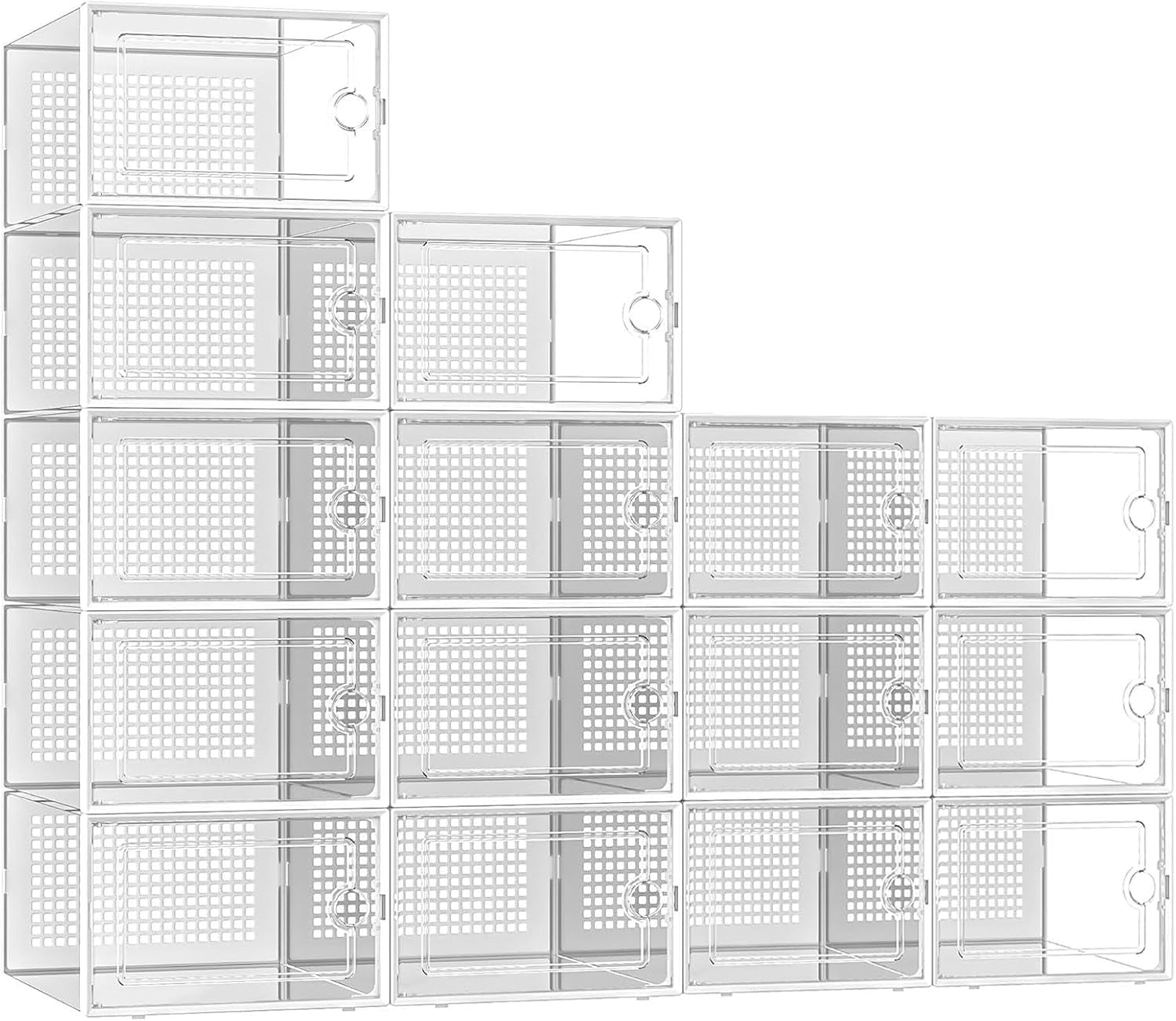 15-Pack XL Shoe Storage Box, Clear Shoe box Plastic Stackable Shoe ...