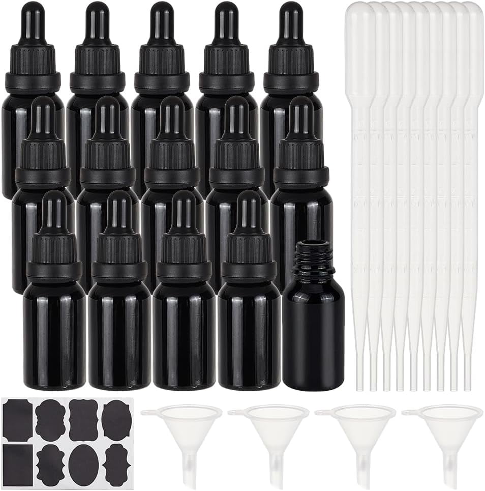 15 Packs 15ml Black Glass Dropper Bottle Vials Glass Eye Dropper Bottle ...
