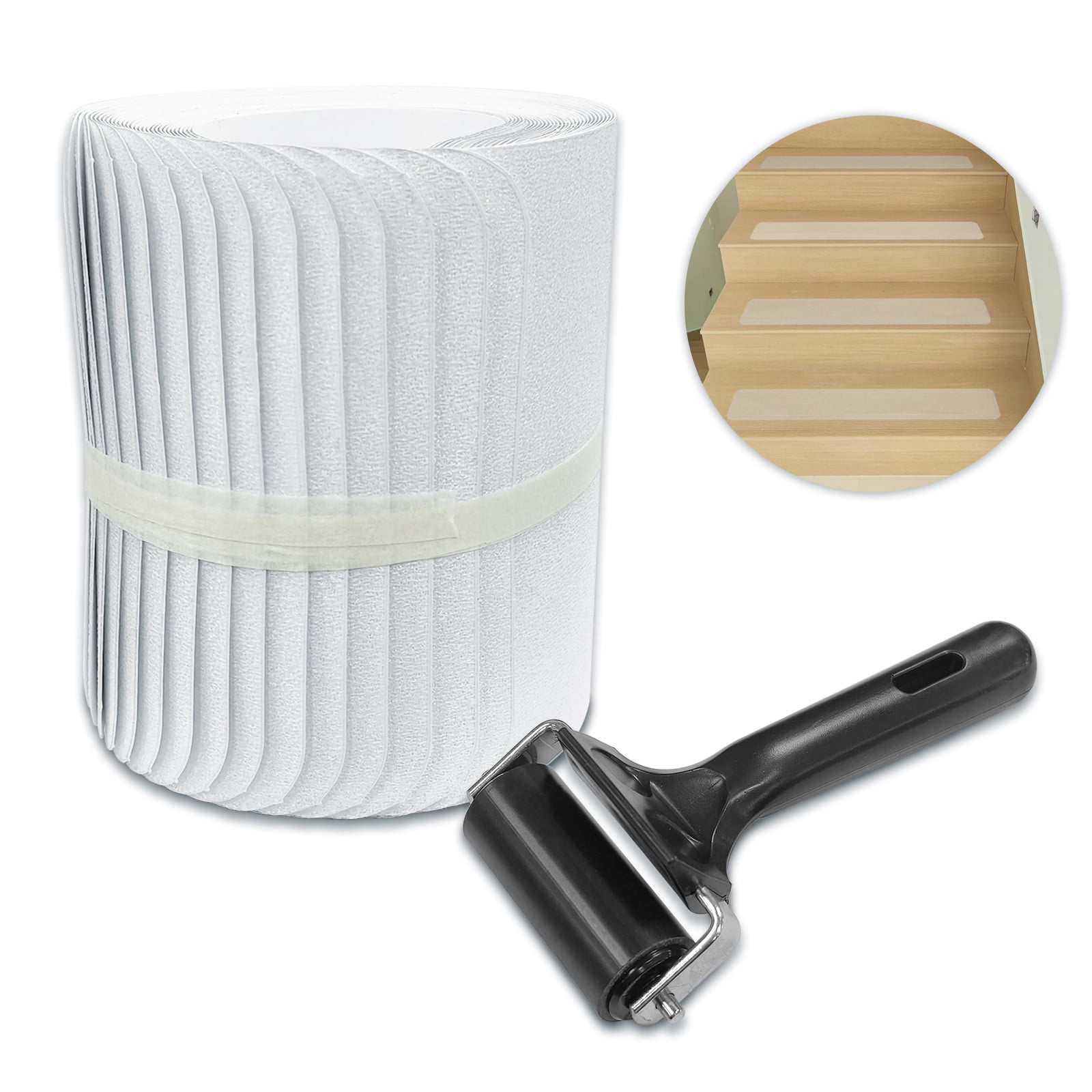 15 Packs Clear Adhesive Stair Treads Non Slip with Roller, 5.9" x 24 ...