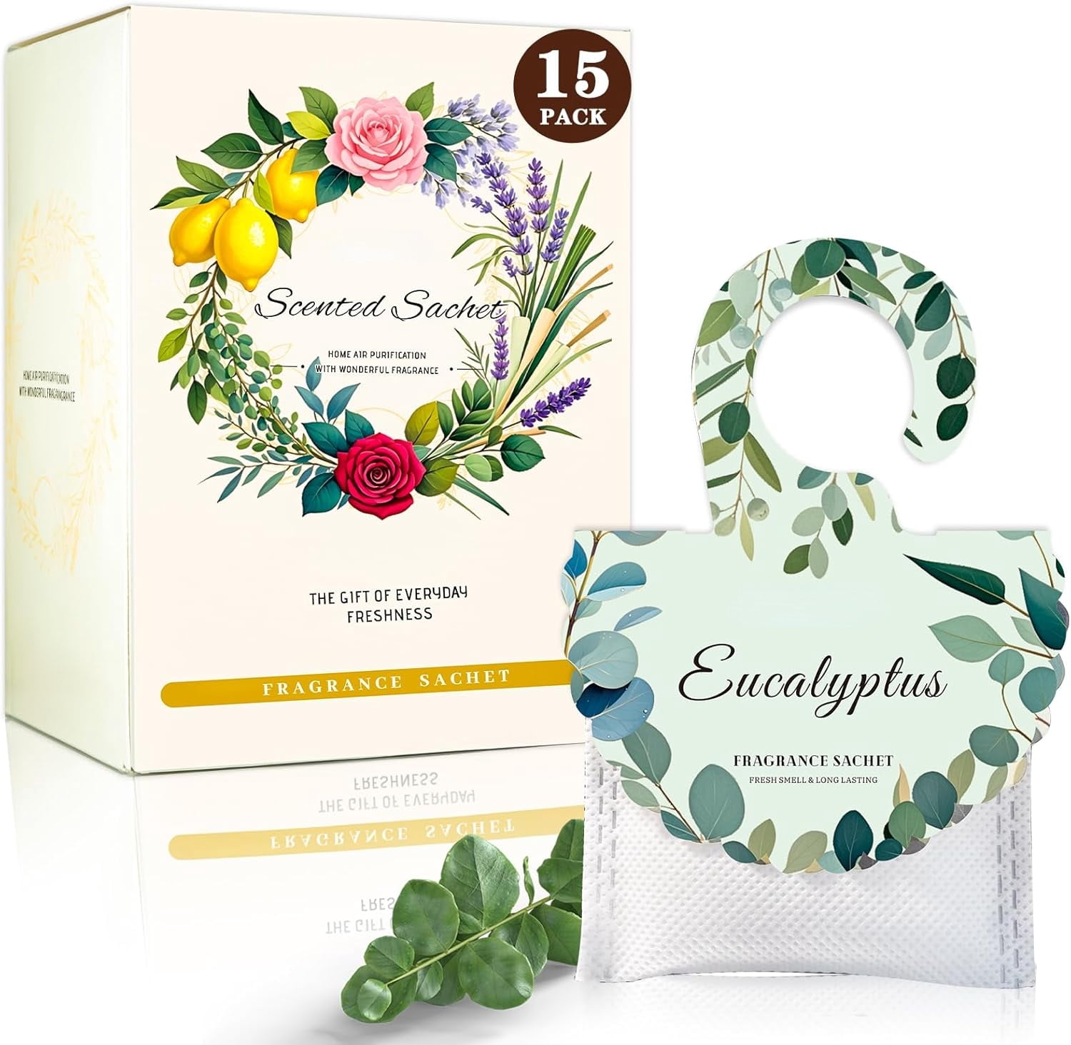 15 Packs Eucalyptus Scented Sachets Bag for Drawers and Closets, Air ...