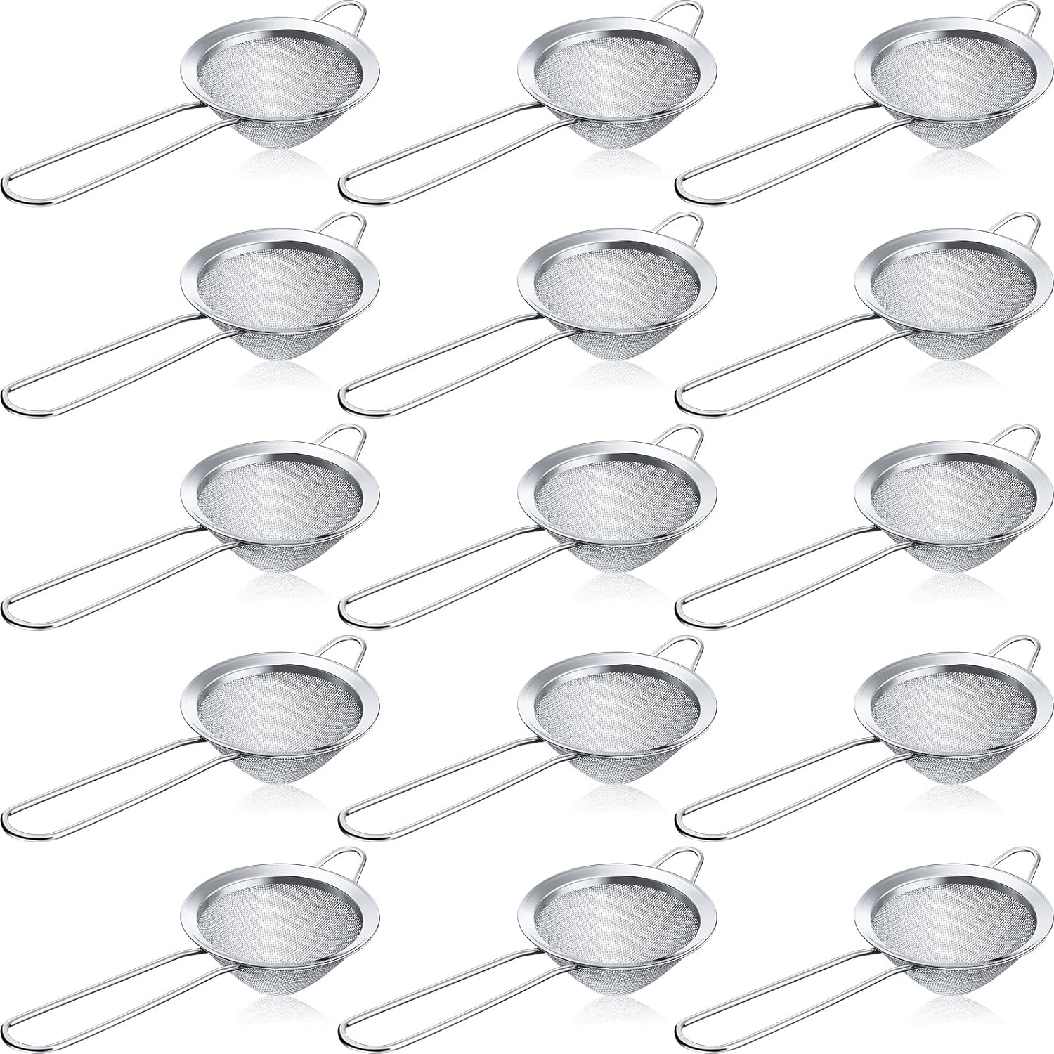 15 Packs Fine Mesh Small Strainer 3.3" Cocktail Stainless Steel Tea ...