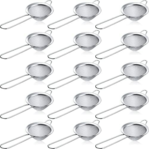 15 Packs Fine Mesh Small Strainer 3.3" Cocktail Strainer Stainless ...