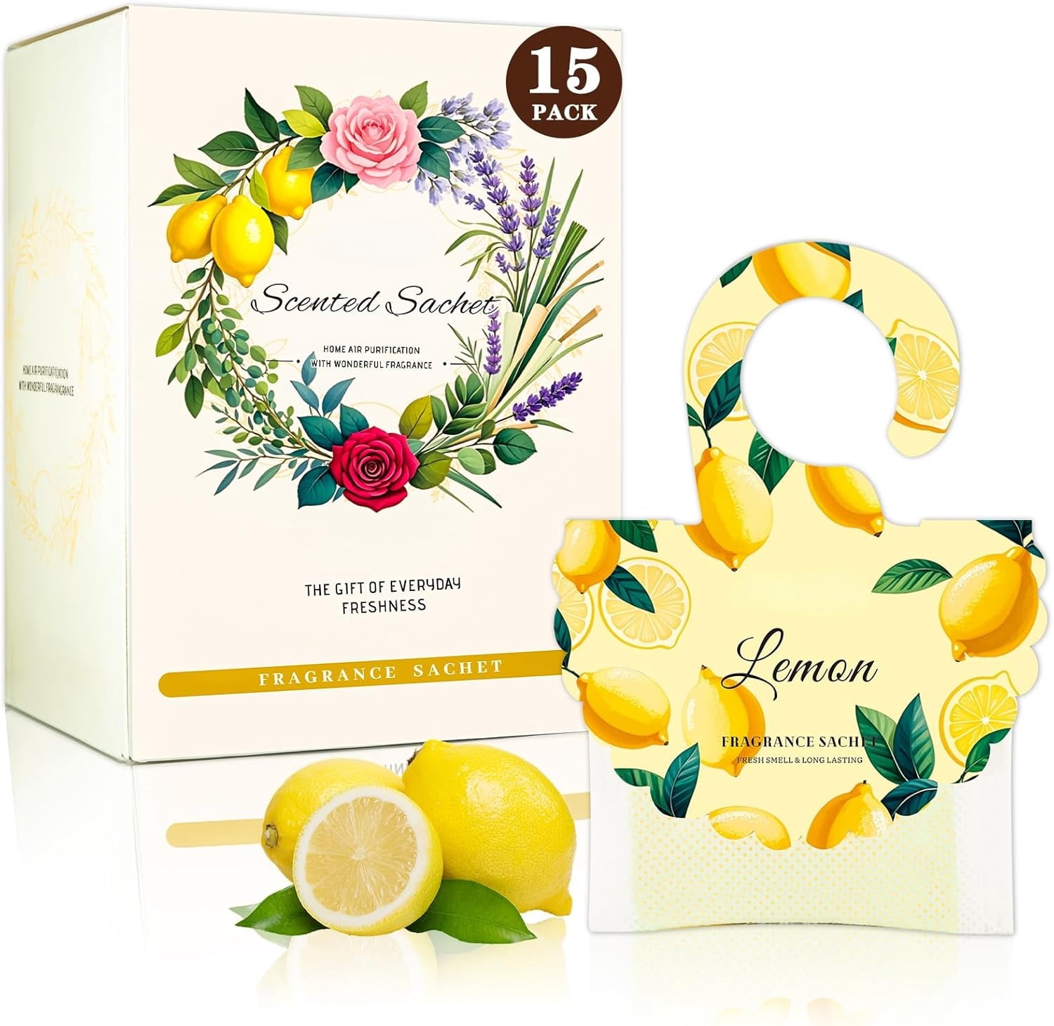 15 Packs Lemon Scented Sachets Bag for Drawers and Closets, Air ...
