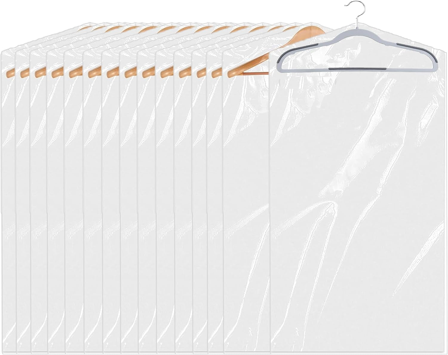 15 Packs Plastic Clear Clothes Covers,Dry Cleaners Bags Hanging ...