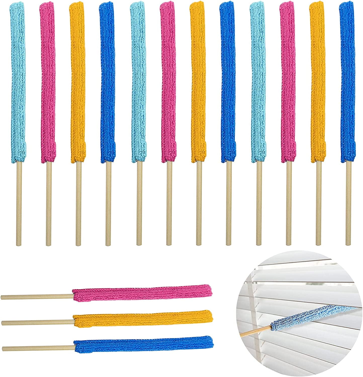 15 Packs Small Dusters for Cleaning, Microfiber Detail Stick Duster ...