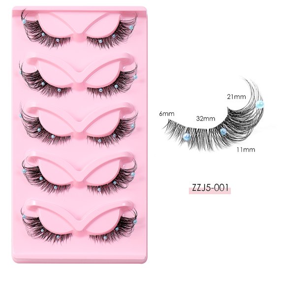 15-Pair Natural Pearl Decor False Lashes - Cat-Eye Style, Stage Makeup ...