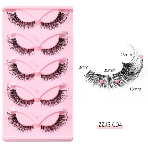 15-Pair Natural Pearl Decor False Lashes - Cat-Eye Style, Stage Makeup ...