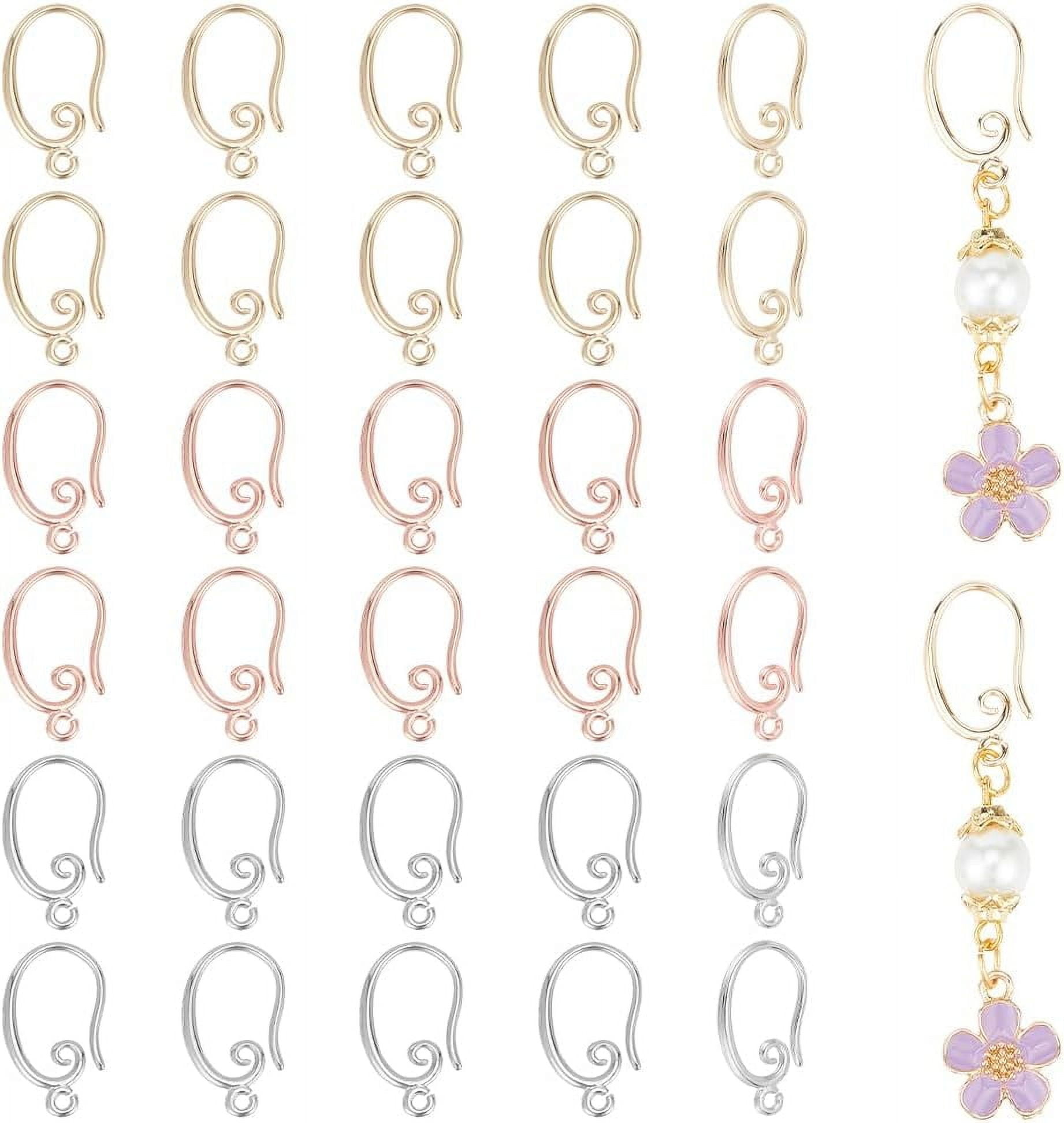 15 Pairs 3 Colors Brass Earring Hooks Ear Wire with Horizontal Loops ...
