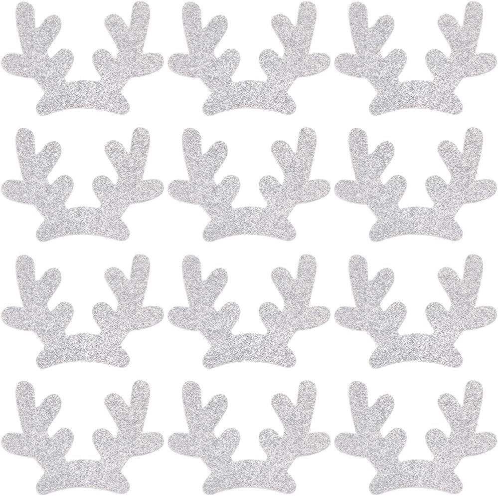 15 Pairs Mini Antlers Hair Clips Embellishments Sliver Christmas Deer ...
