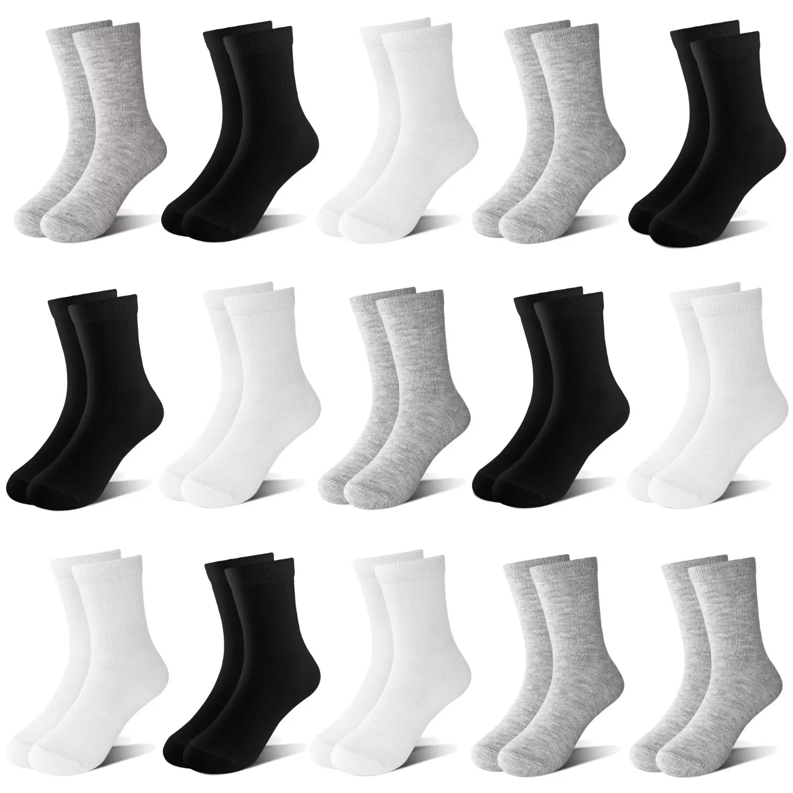 HYCLES Toddler Socks, 15 Pairs Kids Crew Socks, Soft Breathable Elastic ...